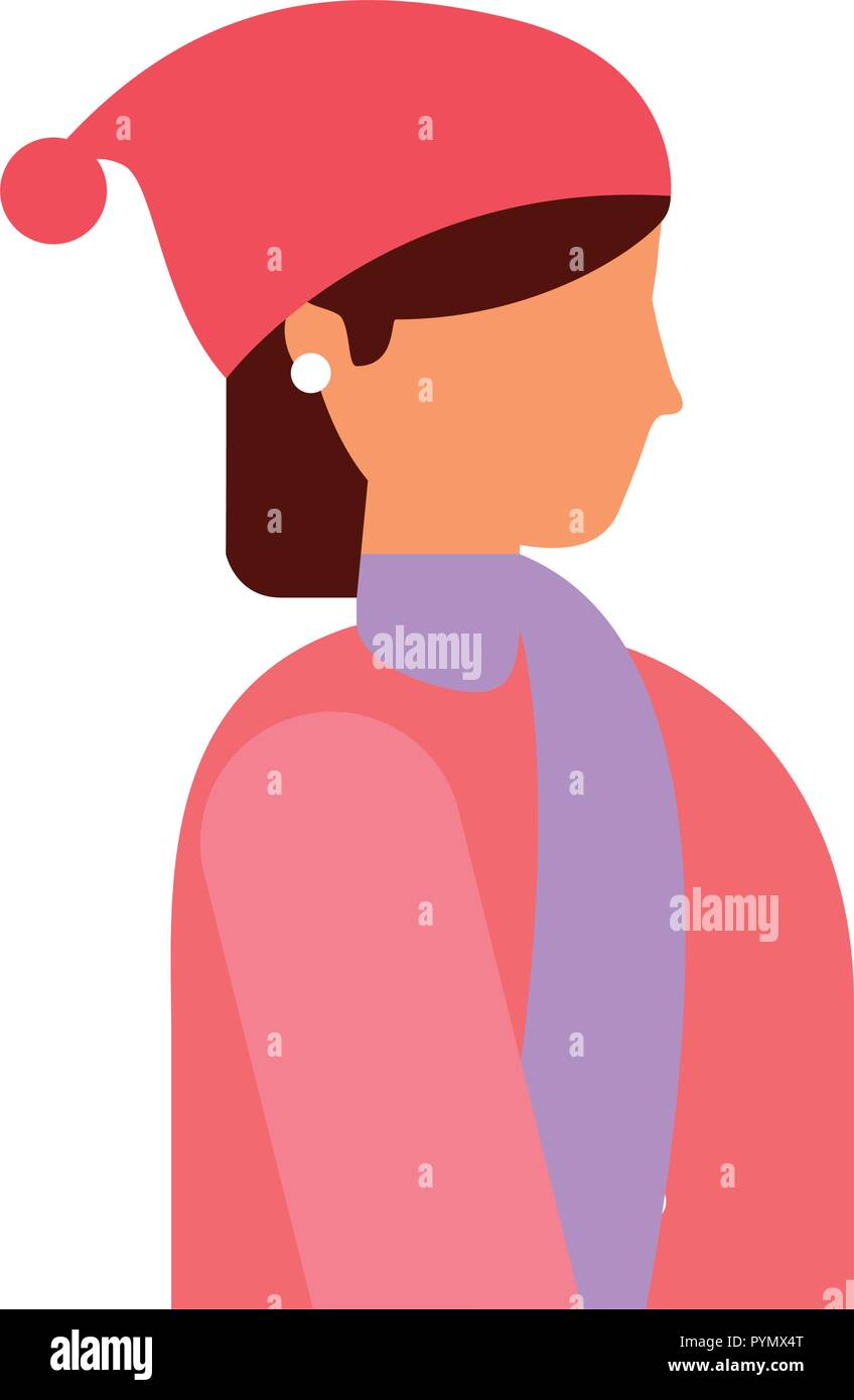 woman side view with winter clothes Stock Vector Image & Art - Alamy