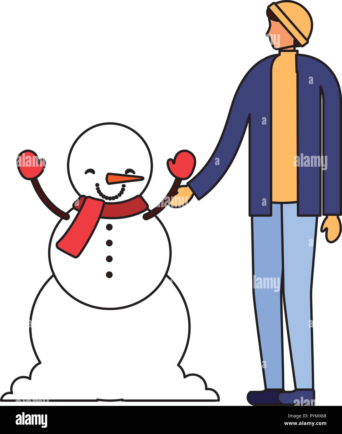 man holding hand to snowman Stock Vector Image & Art - Alamy