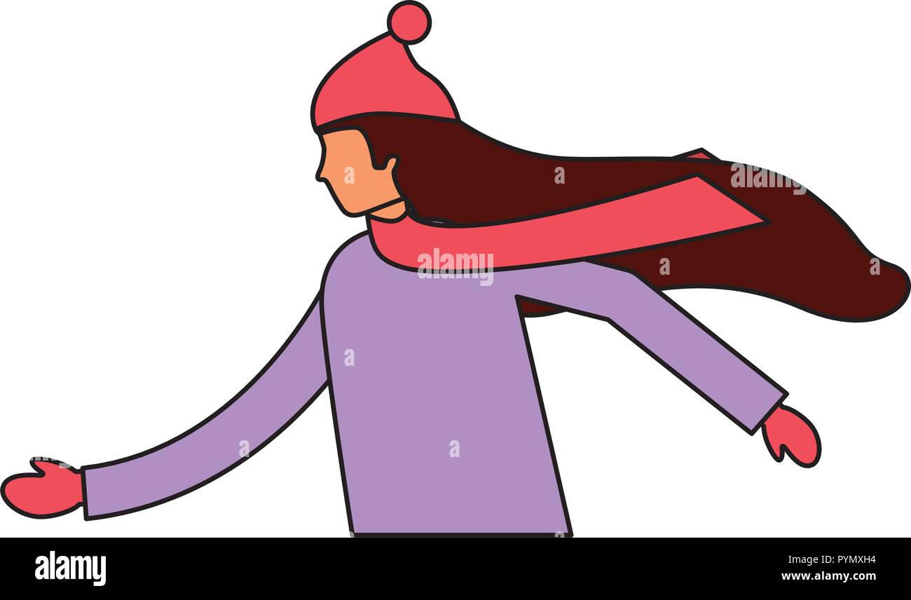 woman side view with winter clothes Stock Vector Image & Art - Alamy