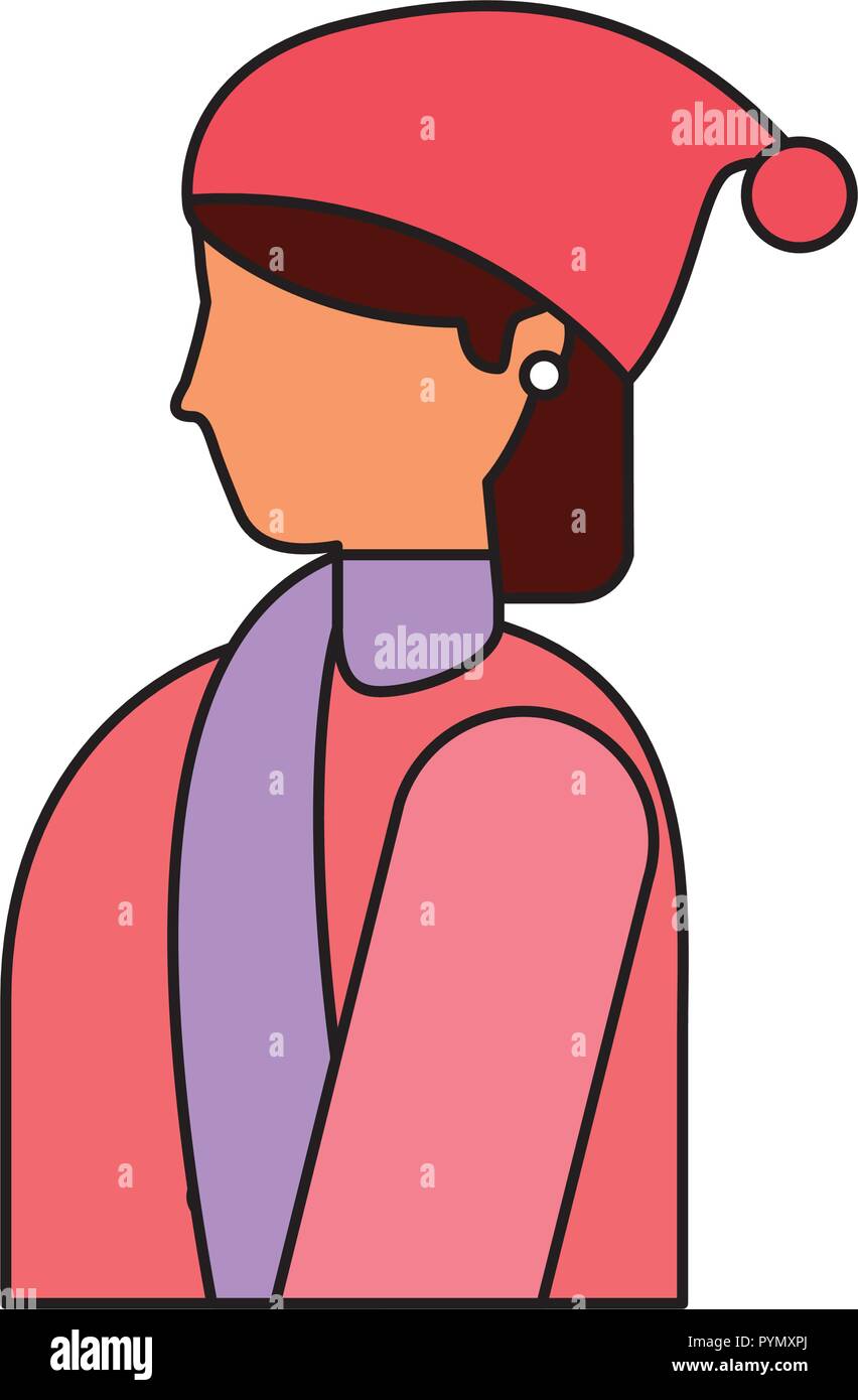 woman side view with winter clothes Stock Vector Image & Art - Alamy