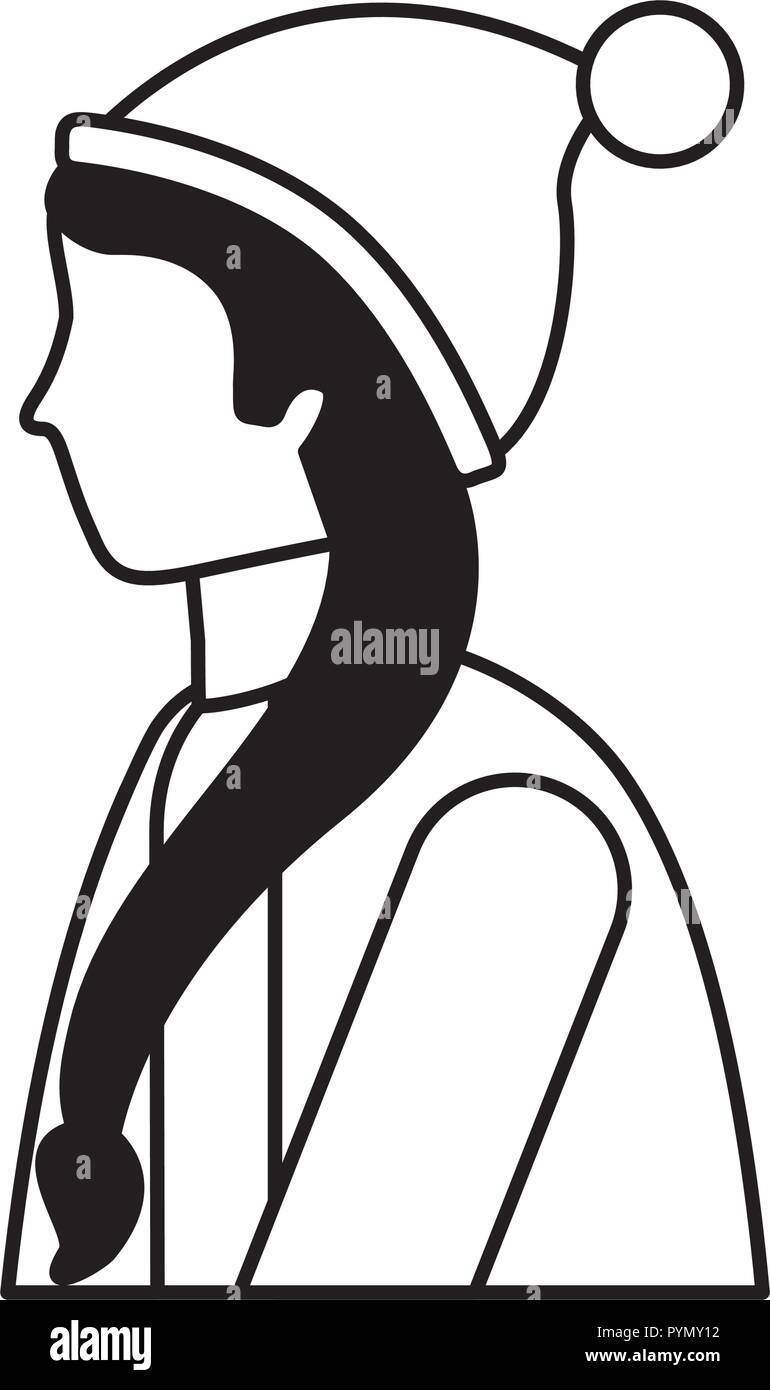 woman side view with winter clothes Stock Vector Image & Art - Alamy
