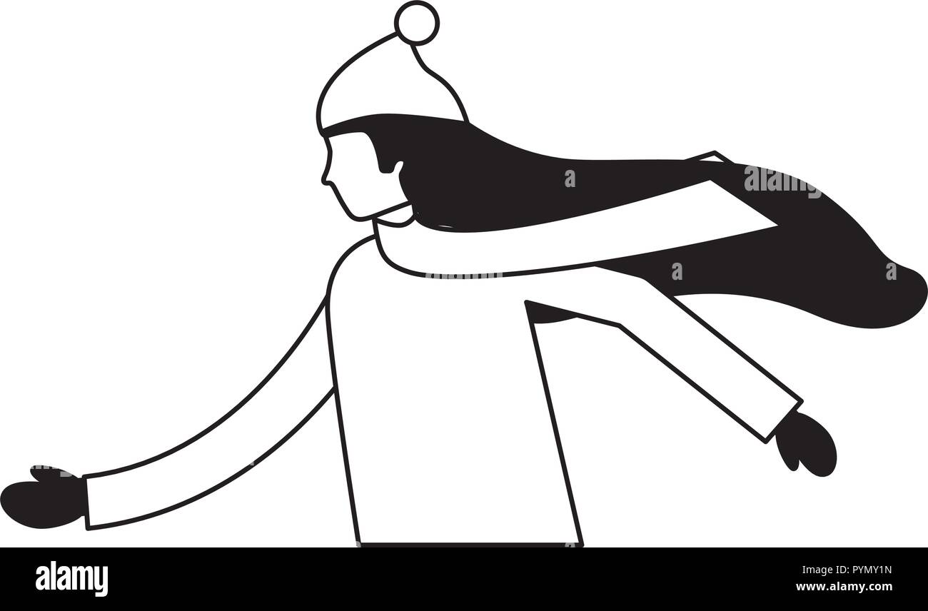 woman side view with winter clothes Stock Vector Image & Art - Alamy