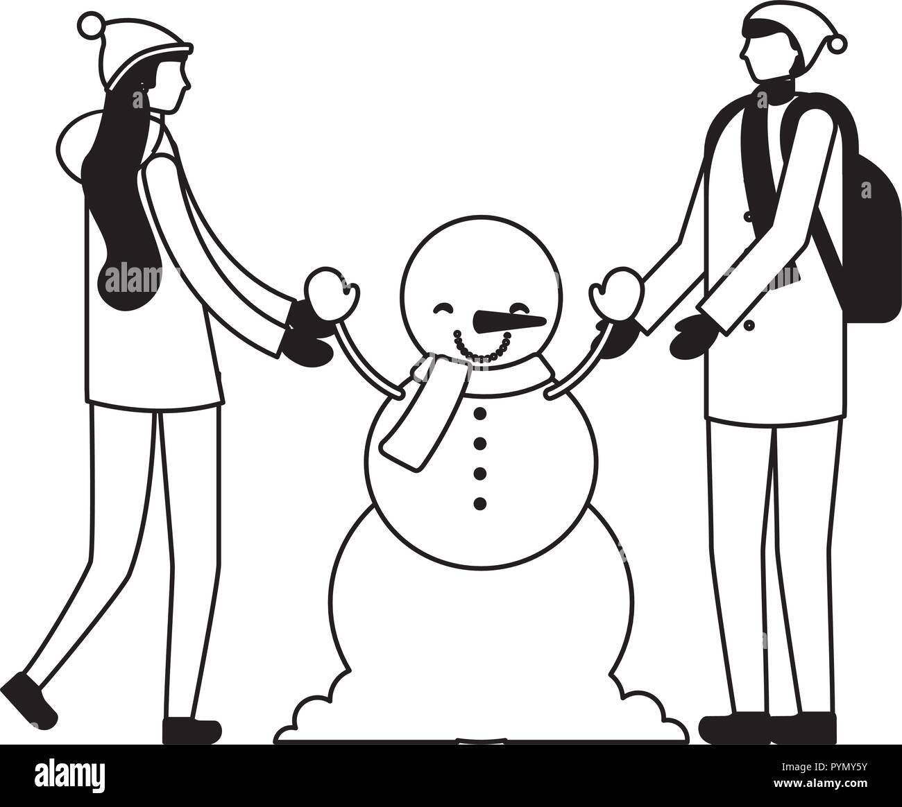 couple holding hands winter snowman Stock Vector Image & Art - Alamy