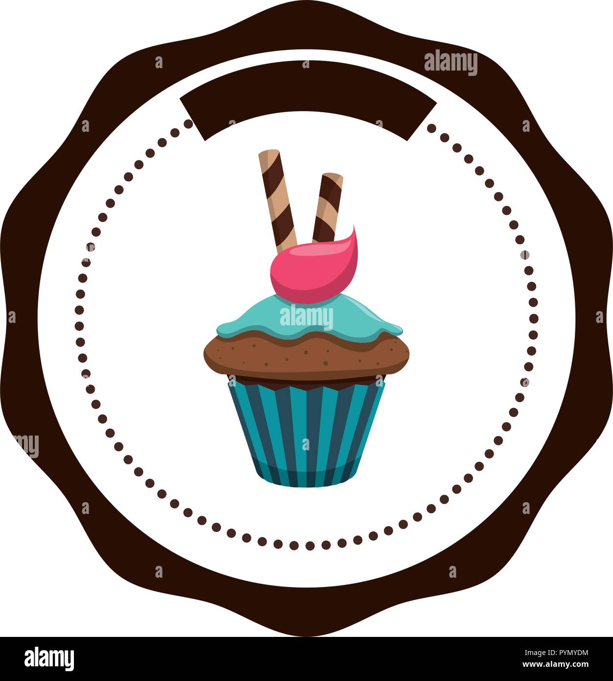 delicious cupcake sweet lace seal vector illustration design Stock ...