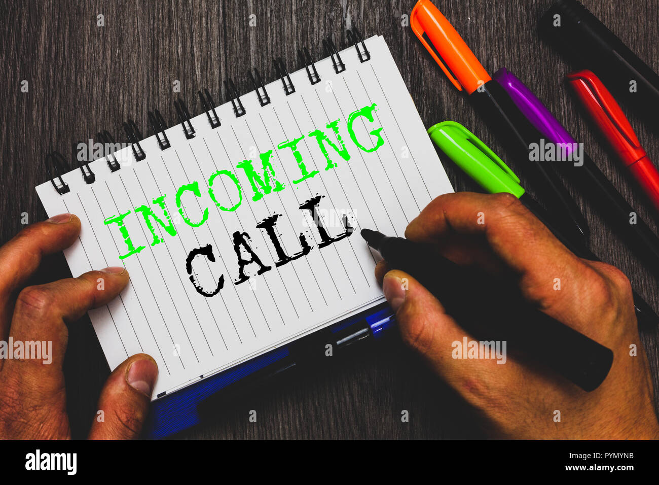 Handwriting text writing Incoming Call. Concept meaning Inbound ...
