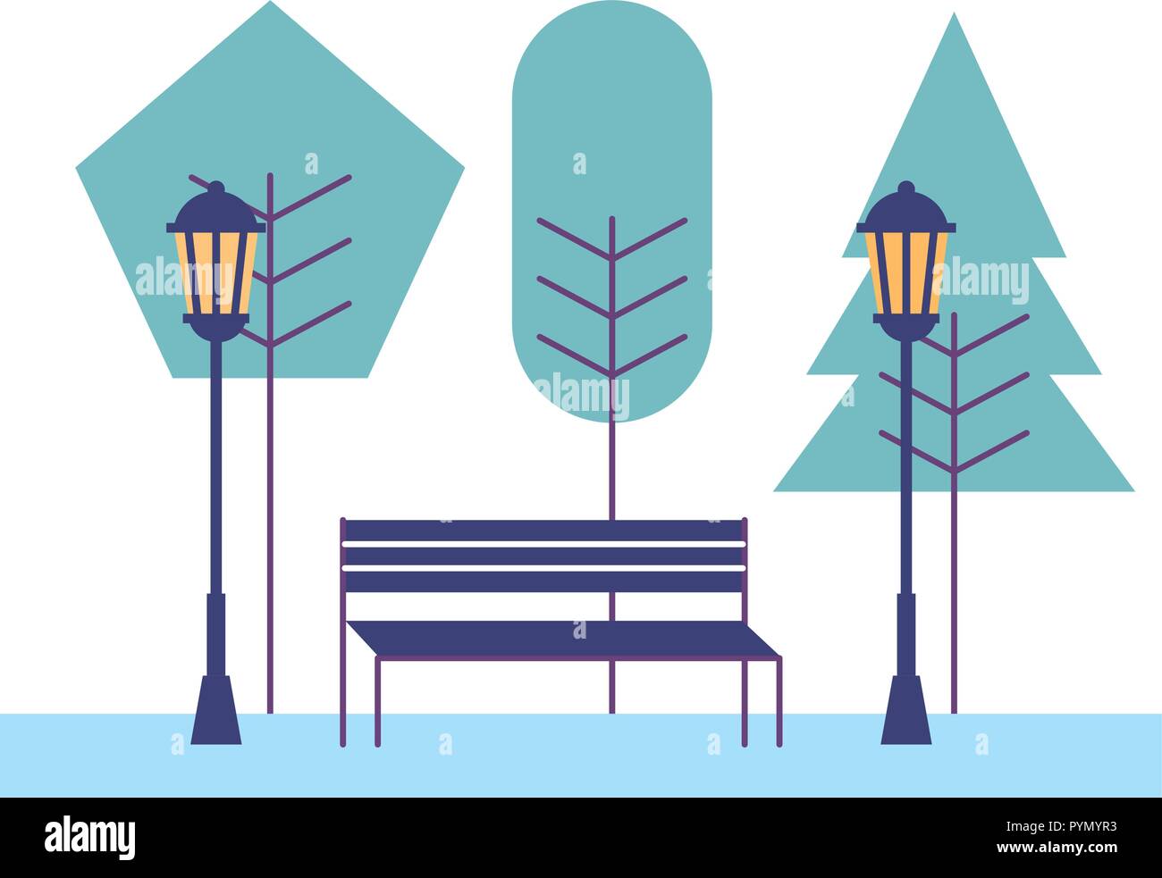 Urban park snow scene Stock Vector Images - Alamy