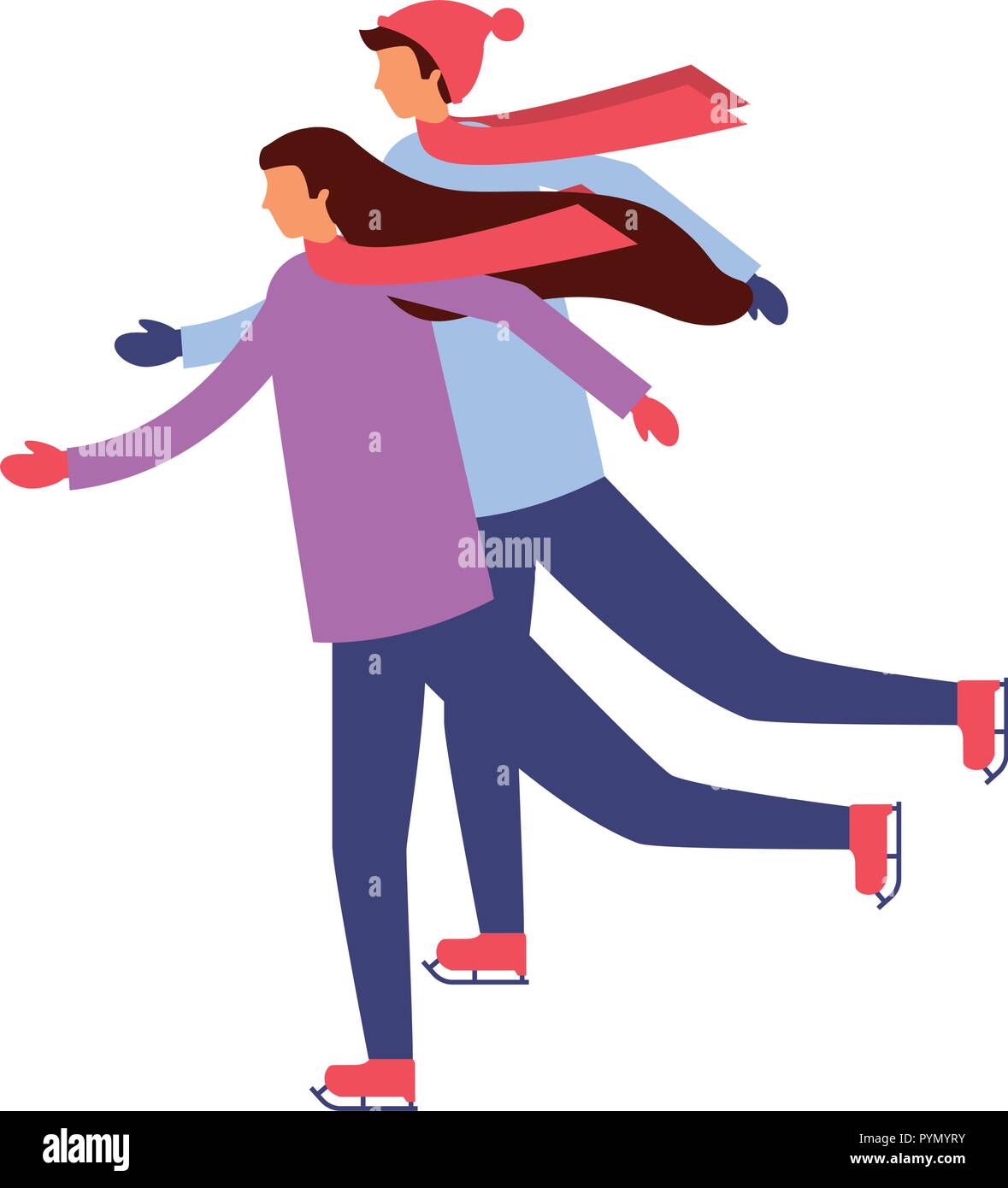 couple with winter clothes and ice skating Stock Vector Image & Art - Alamy