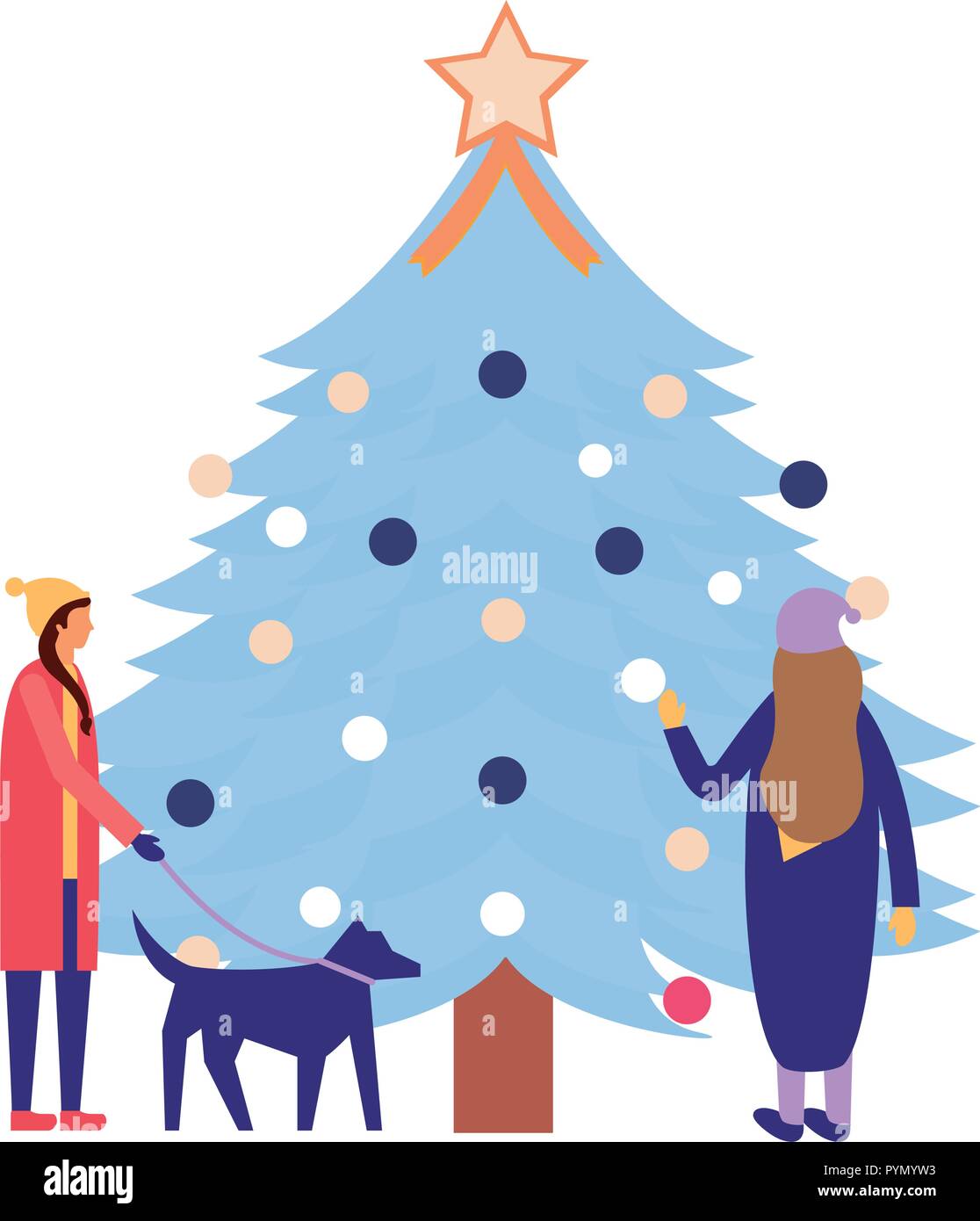 Christmas woman gift smiling Stock Vector Images - Alamy