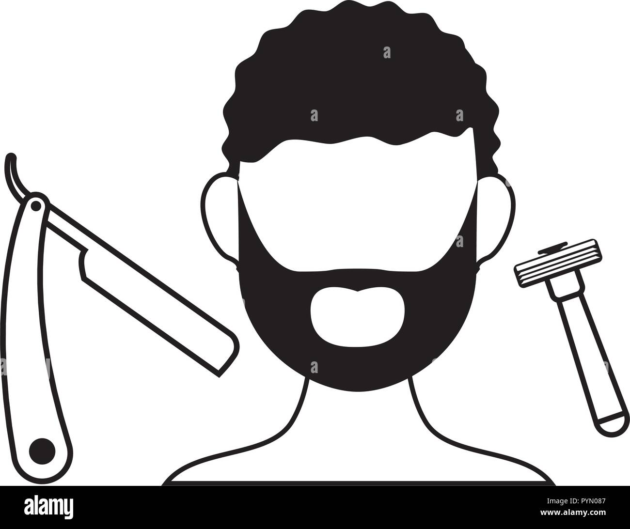 man silhouette with barber shop icons vector illustration design Stock ...