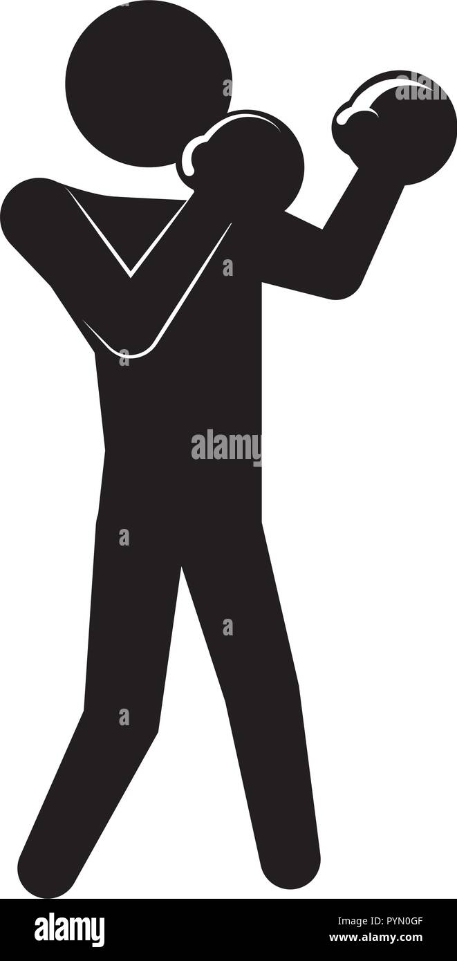 man silhouette practicing boxing vector illustration design Stock ...