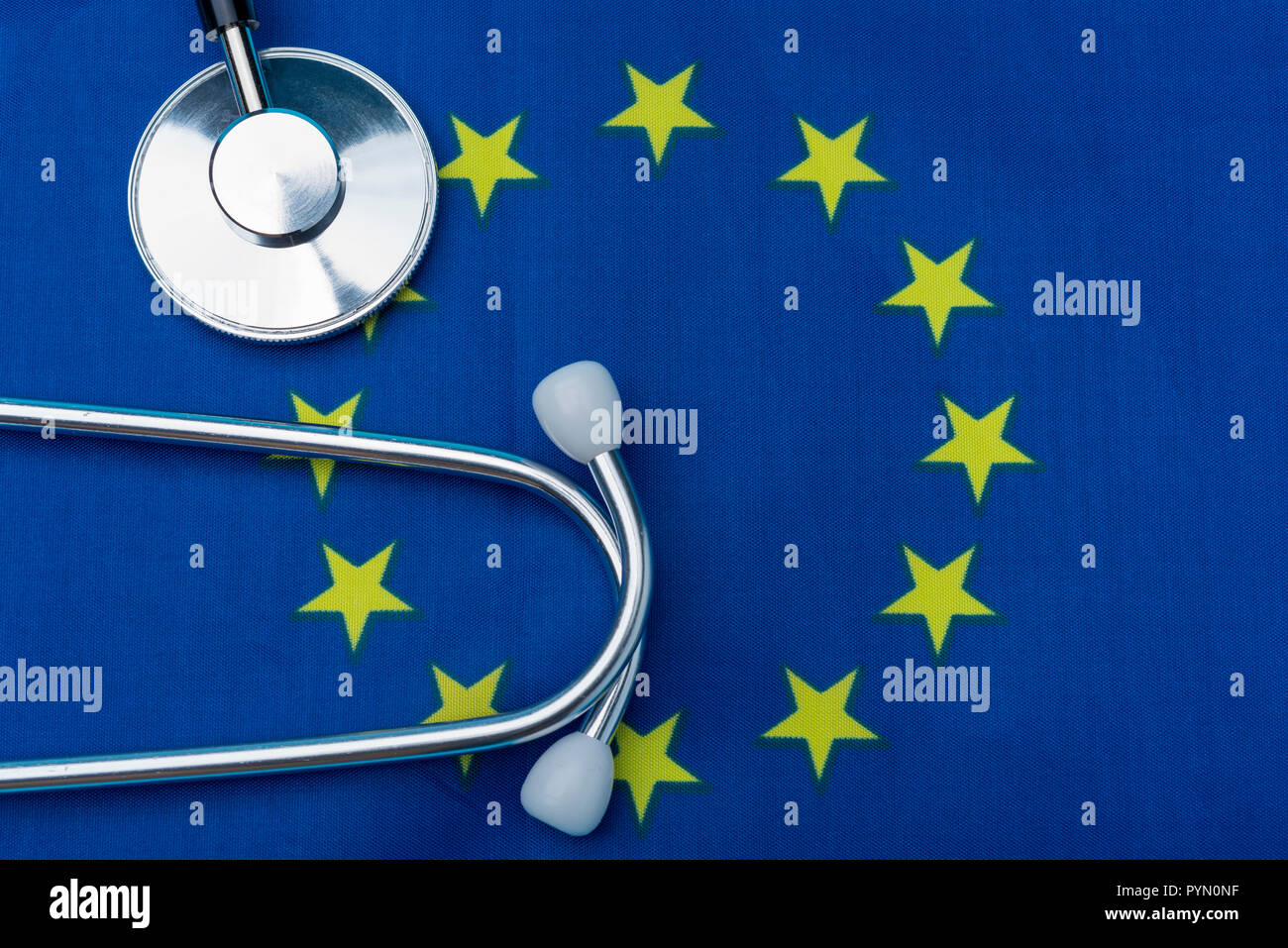 stethoscope with the flag of the European Union. The concept of health ...