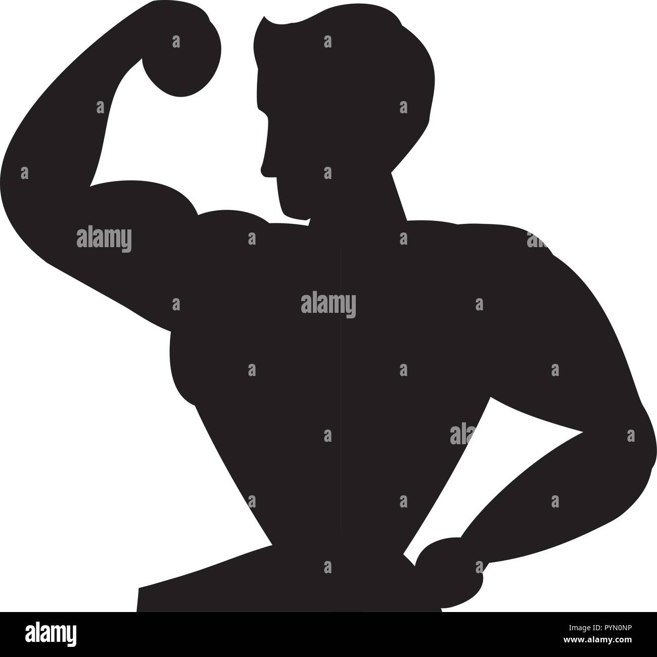 Black Silhouette Big Muscle Man Stock Photos & Black Silhouette Big ...
