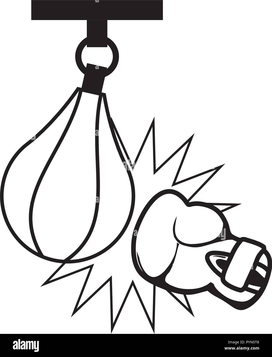 boxing sport gloves and pushbag vector illustration design Stock Vector ...