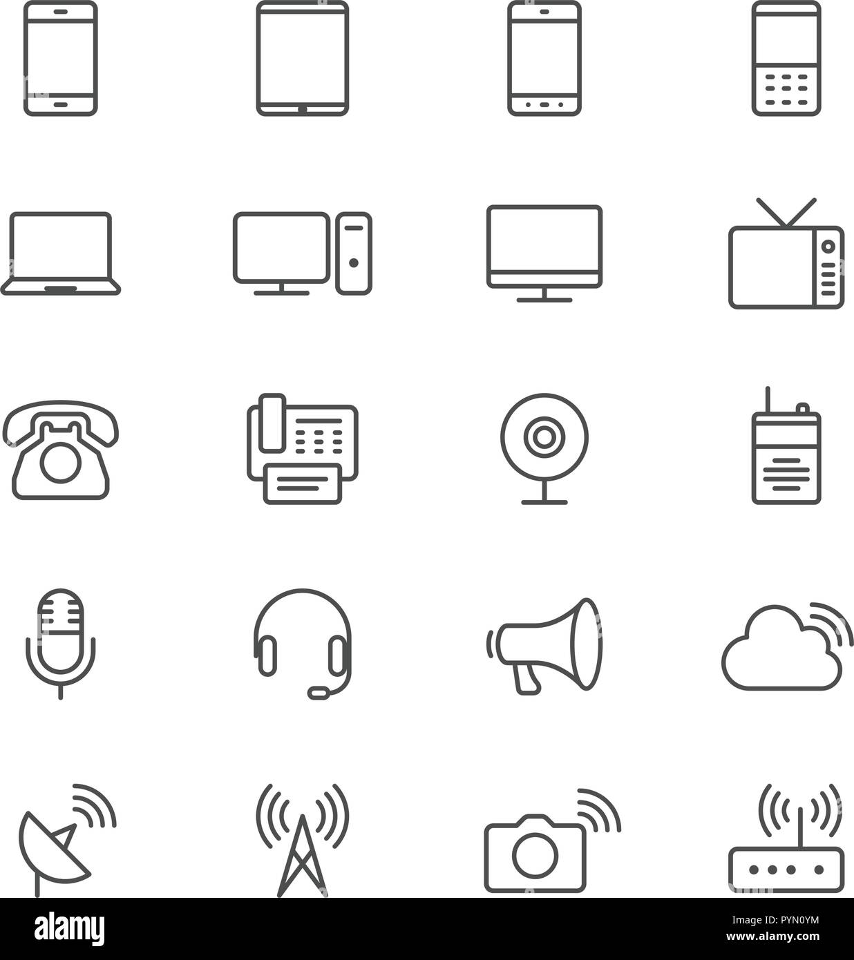 Headset flat icon set Black and White Stock Photos & Images - Alamy