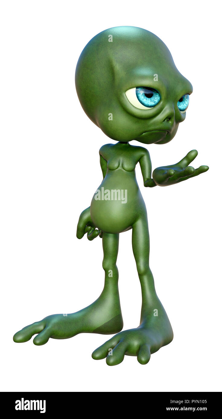 3D rendering of a green alien isolated on white background Stock Photo ...