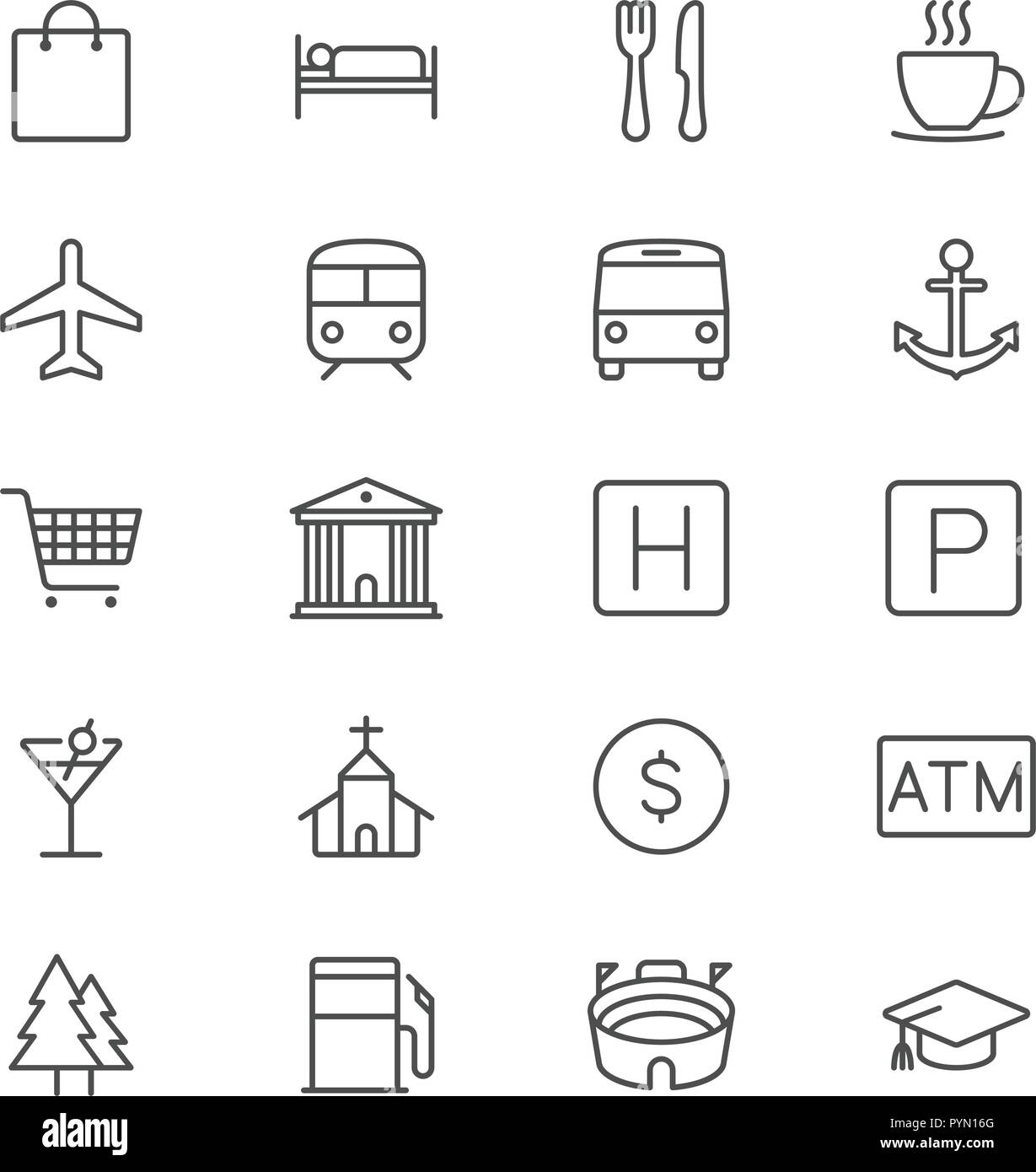 Bank location icon flat Black and White Stock Photos & Images - Alamy