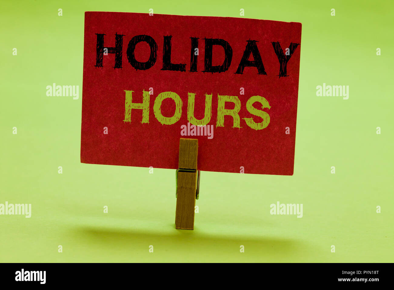 Text sign showing Holiday Hours. Conceptual photo Schedule 24 or 7 Half ...
