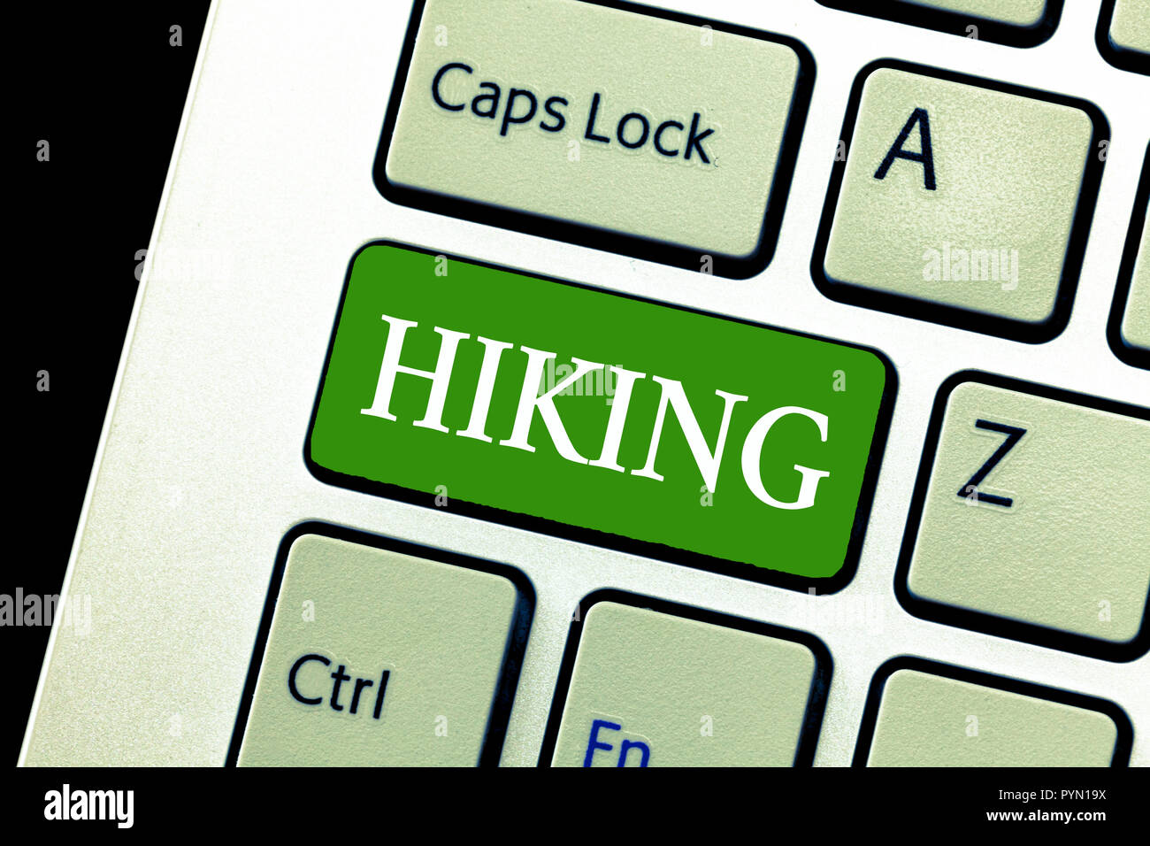 Writing note showing Hiking. Business photo showcasing walk for long ...
