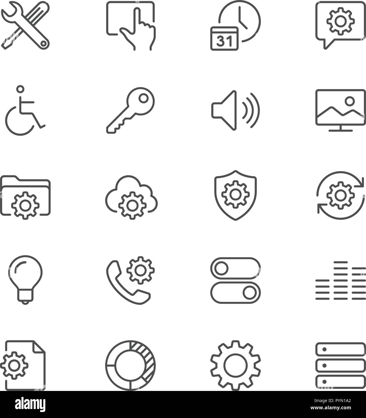 Setting thin icon set Stock Vector Image & Art - Alamy