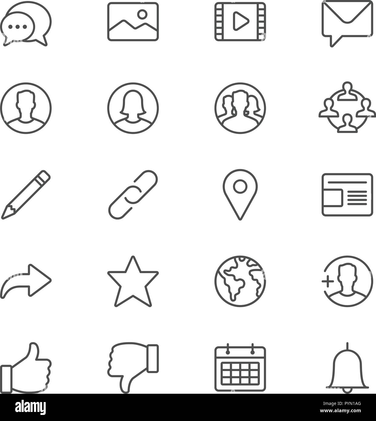 Social network thin icon set Stock Vector Image & Art - Alamy