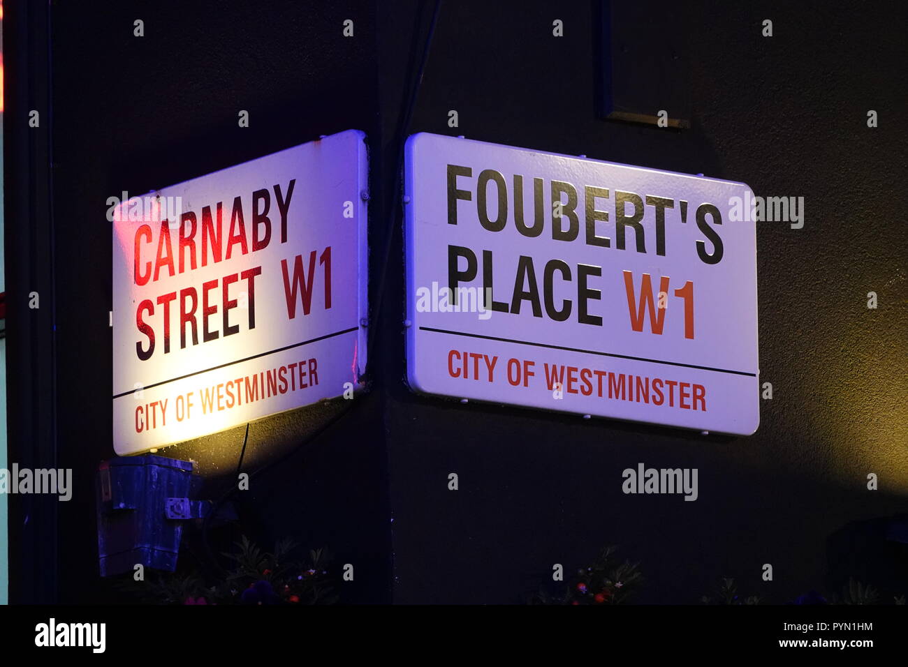 Carnaby Street and Foubert's Place Road Sign Stock Photo - Alamy