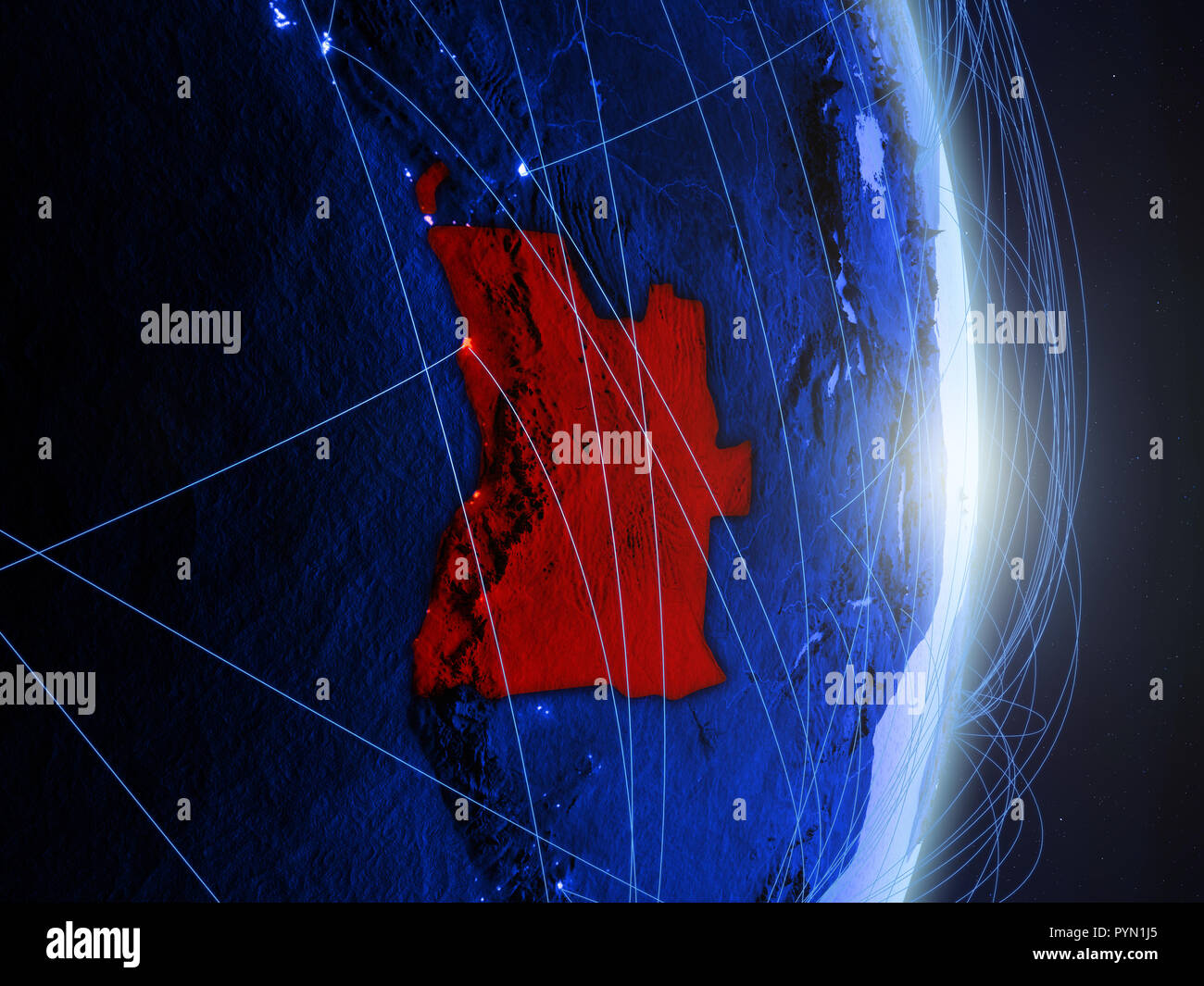 Angola network map hi-res stock photography and images - Alamy