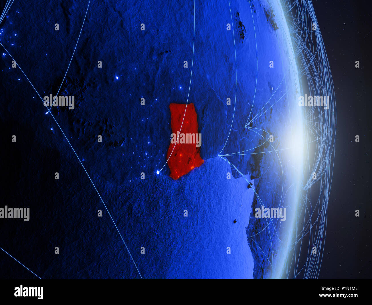 Ghana network map hi-res stock photography and images - Alamy