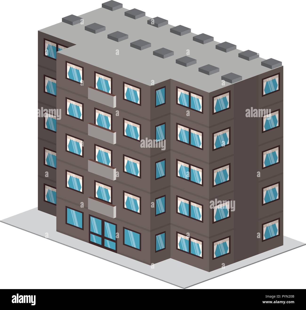 hotel building facade isometric vector illustration design Stock Vector ...