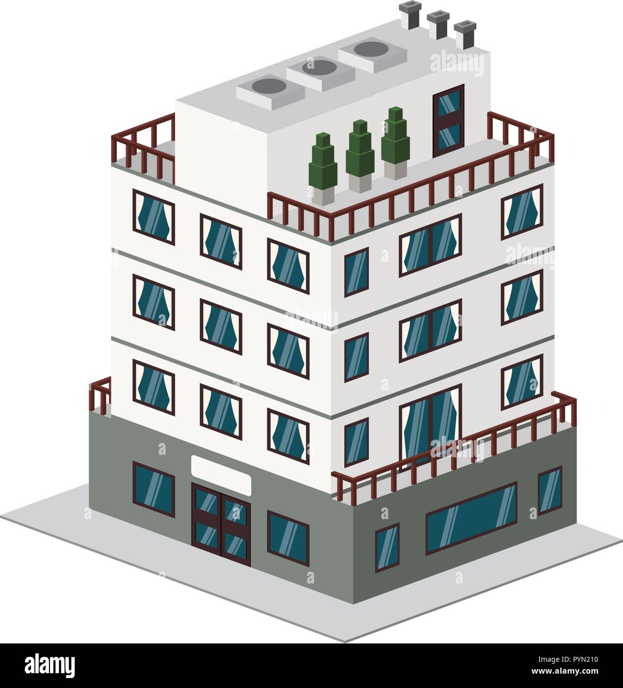 hotel building facade isometric vector illustration design Stock Vector ...