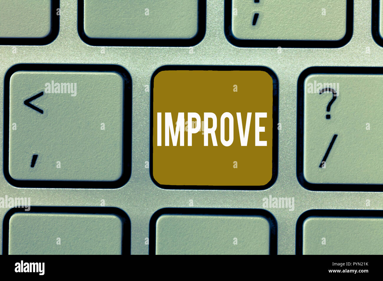 Writing note showing Improve. Business photo showcasing Make become ...