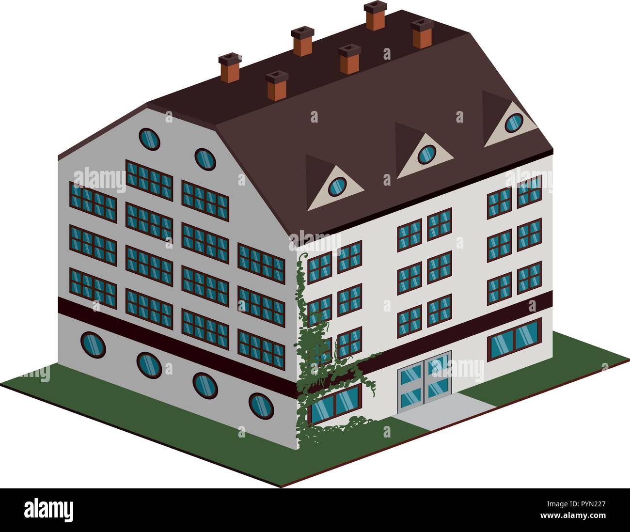 hotel building facade isometric vector illustration design Stock Vector ...