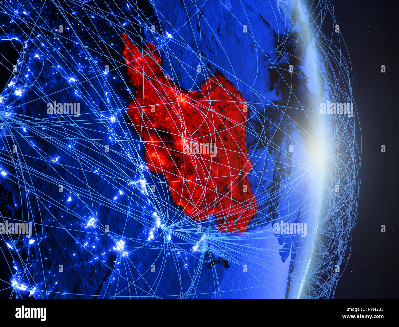 Digital network map iran hi-res stock photography and images - Alamy