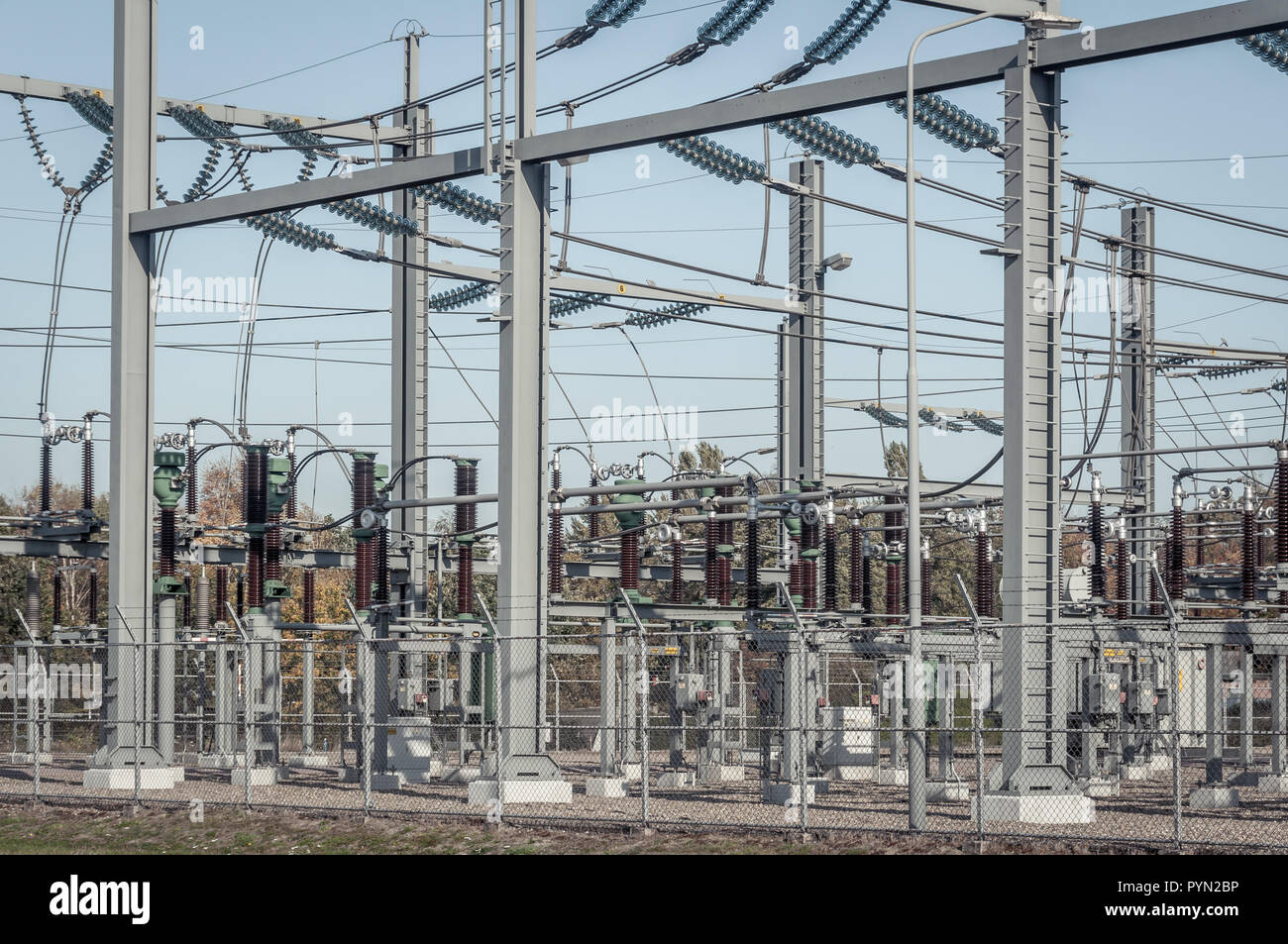 Electricity building blue sky Stock Photo - Alamy