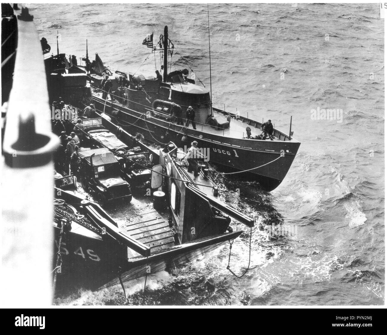 probably 6 June 1944 - The 83-foot Coast Guard cutter USCG 1 off Omaha ...