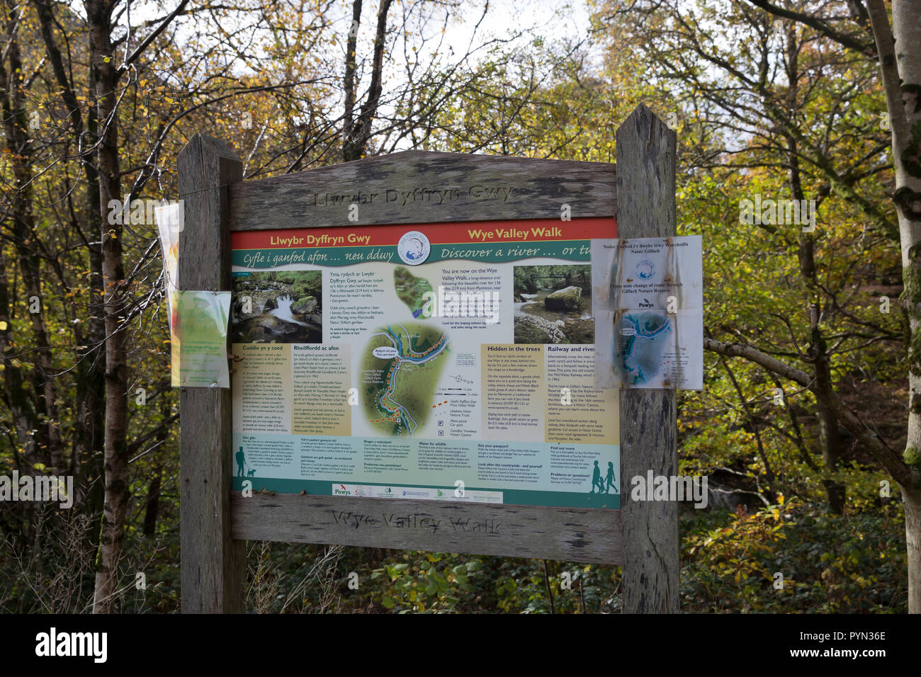 River Wye Valley trail sign in RHAYADER, Wales Stock Photo - Alamy
