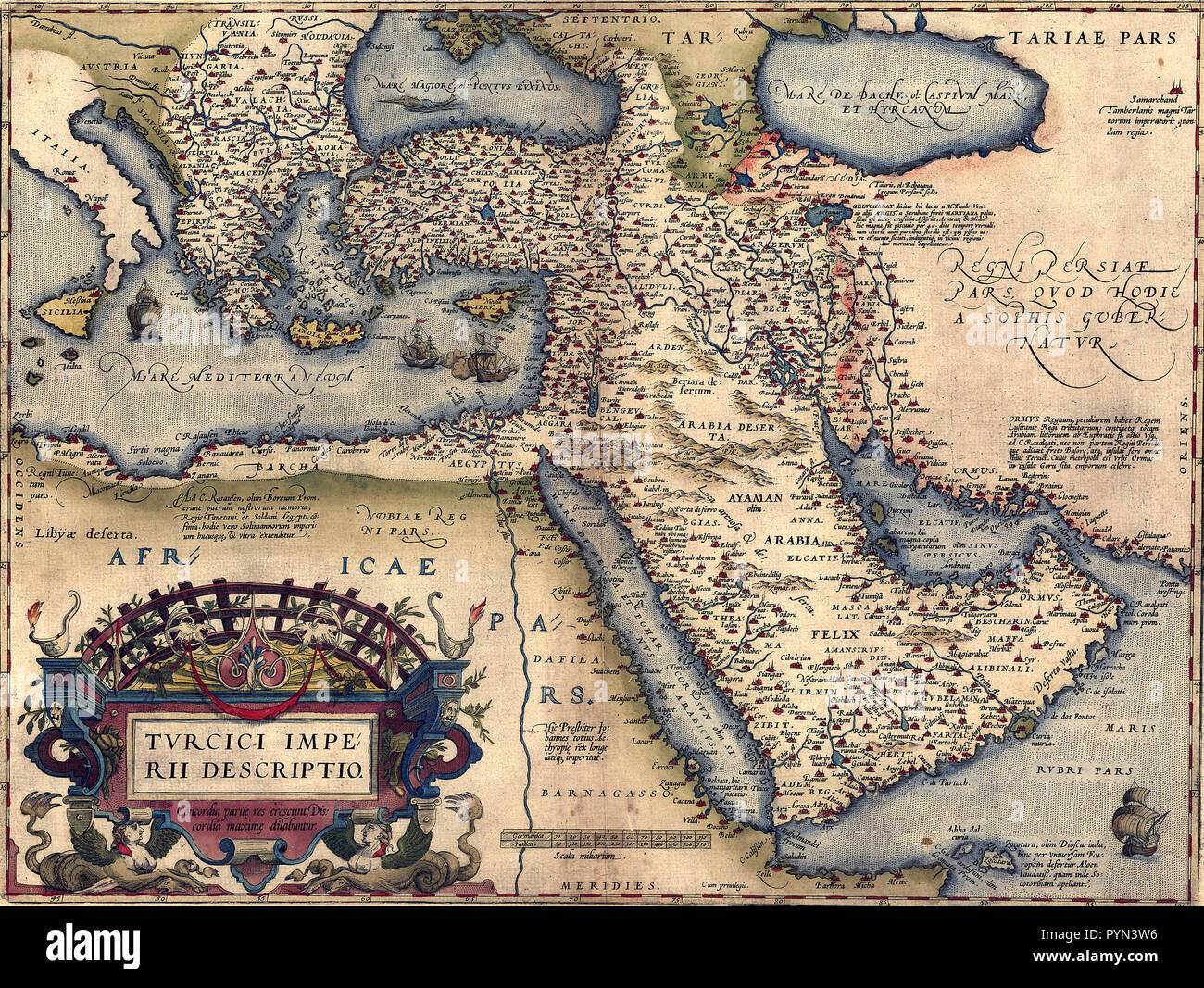 Abraham Ortelius - First World Atlas ca. 1570 - Tvrcicvm imperivm Stock ...