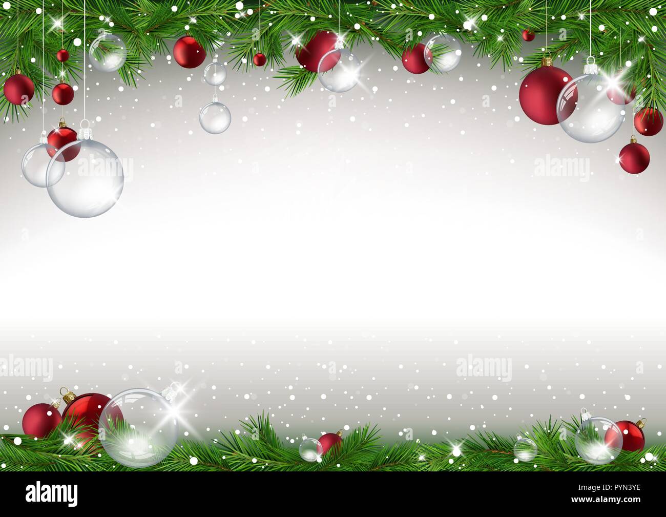 Christmas Background with Branches and Baubles Stock Vector Image & Art ...