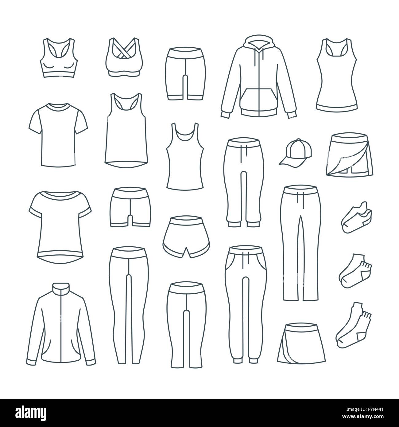 Women casual clothes for fitness training. Basic garments for gym ...