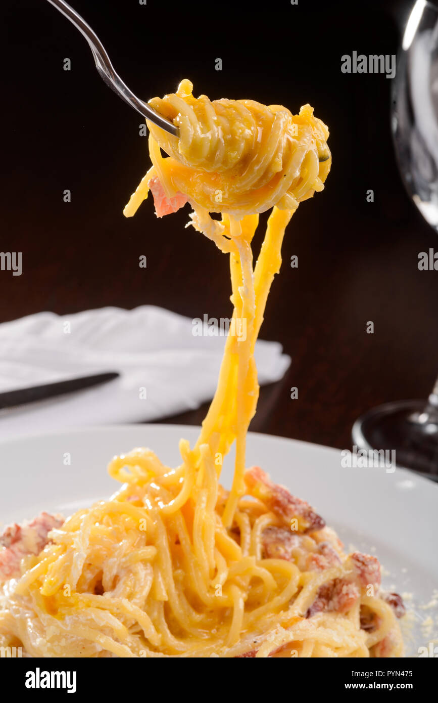 Spaghetti on the fork Stock Photo - Alamy