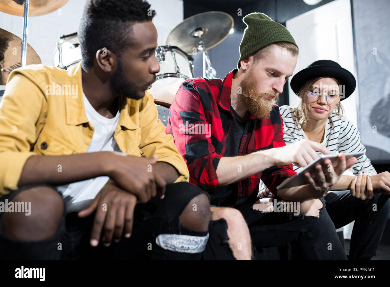Young People in Music Studio Stock Photo - Alamy