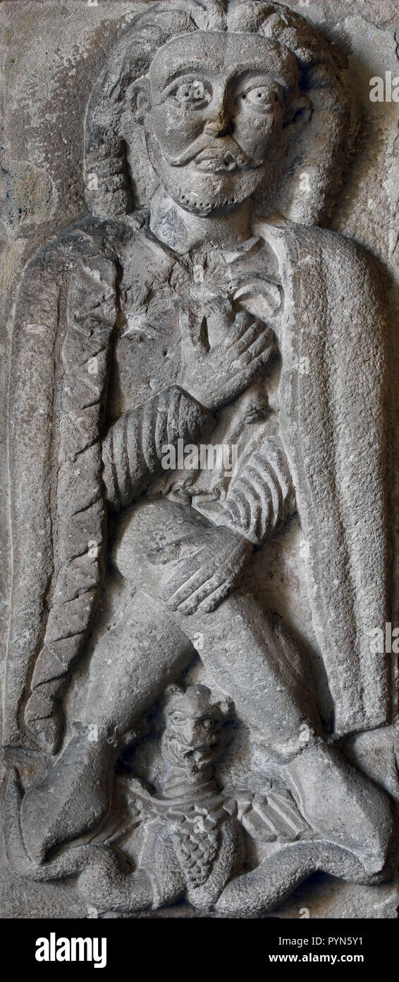Relief of a warrior and of a drake, dating from the 12th century, In ...
