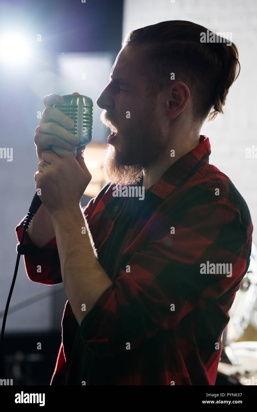Rock Band Singer Stock Photo - Alamy