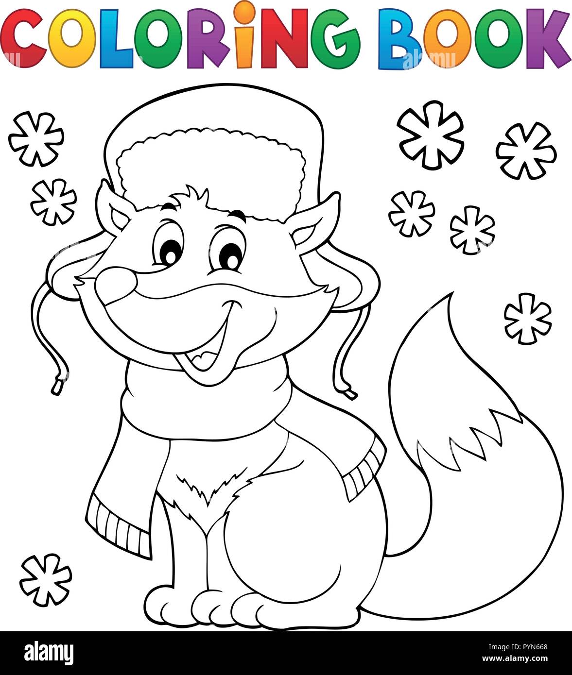 Coloring book winter fox theme 1 - eps10 vector illustration Stock ...