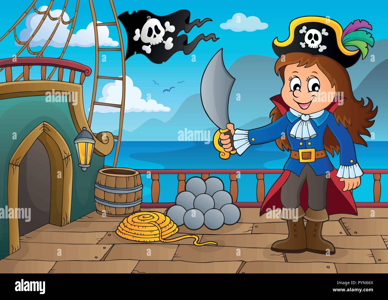 Pirate ship deck topic 7 - eps10 vector illustration Stock Vector Image ...