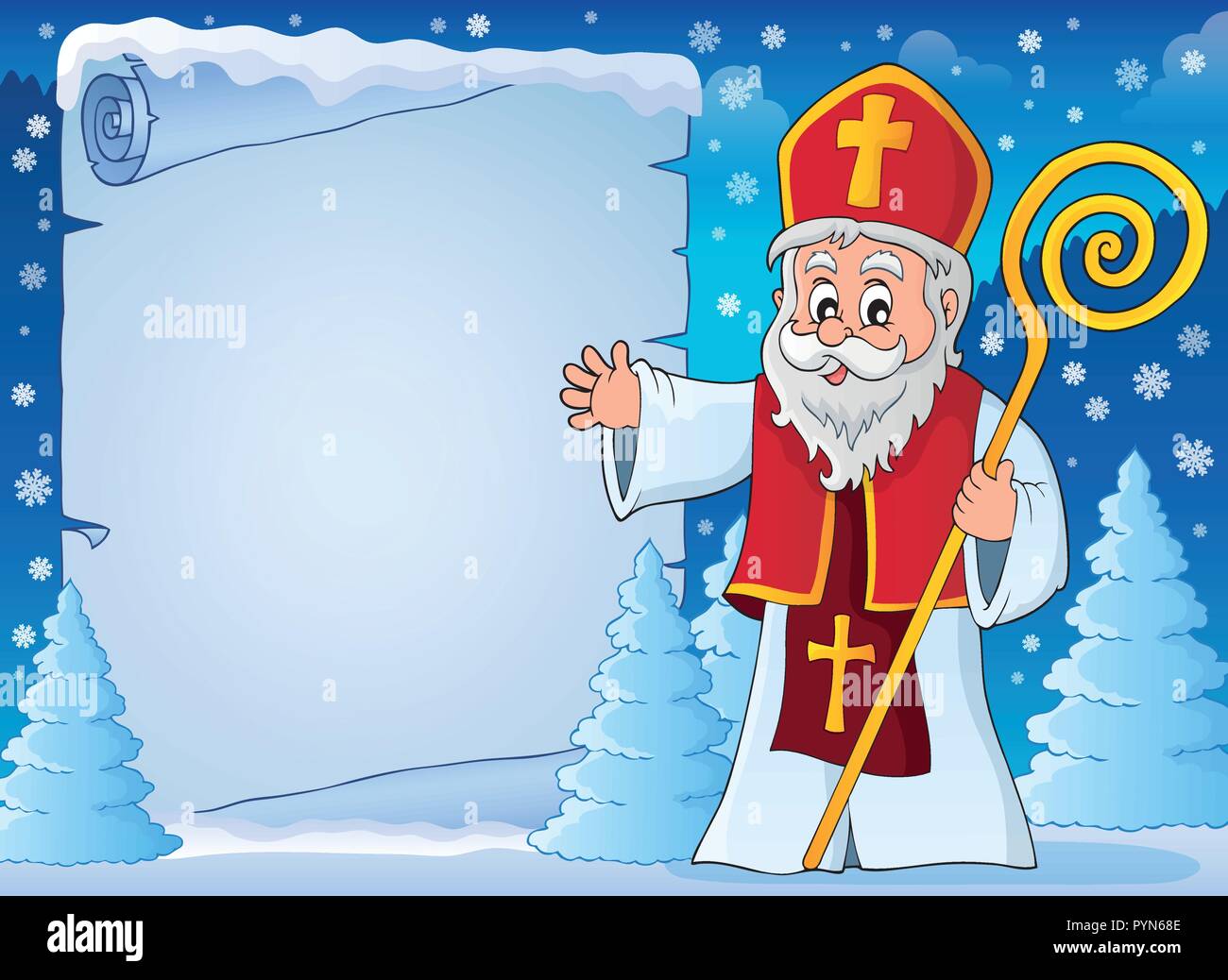 Saint Nicholas topic parchment 5 - eps10 vector illustration Stock ...