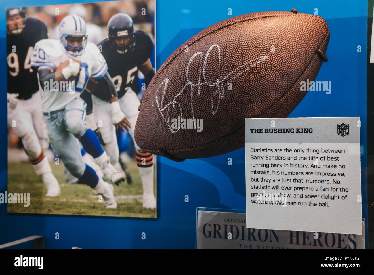 NEW YORK, USA - MAY 28, 2018: NFL Memorabilia on display in NFL ...