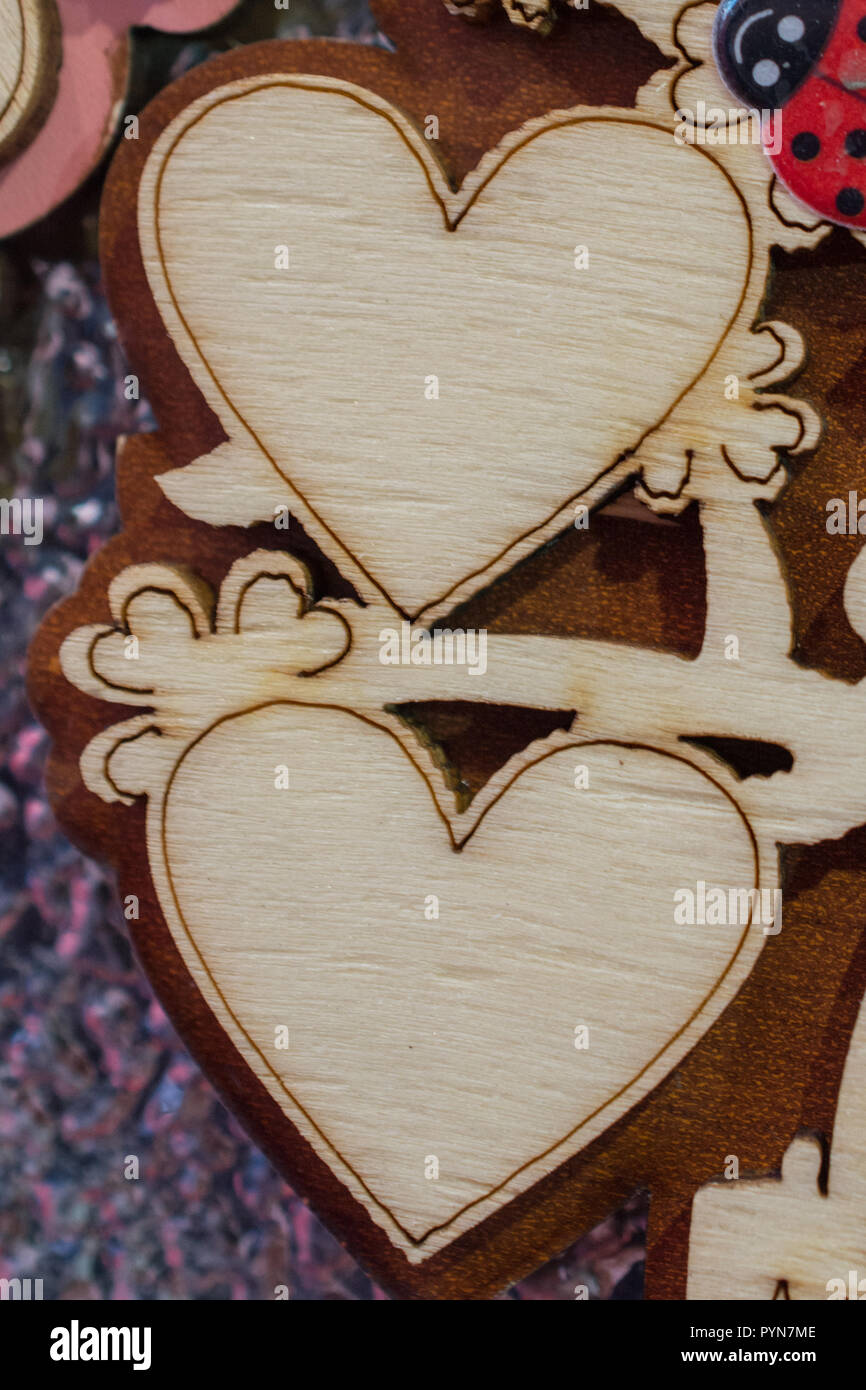 Colorful decorative objects in the shape of a heart Stock Photo - Alamy