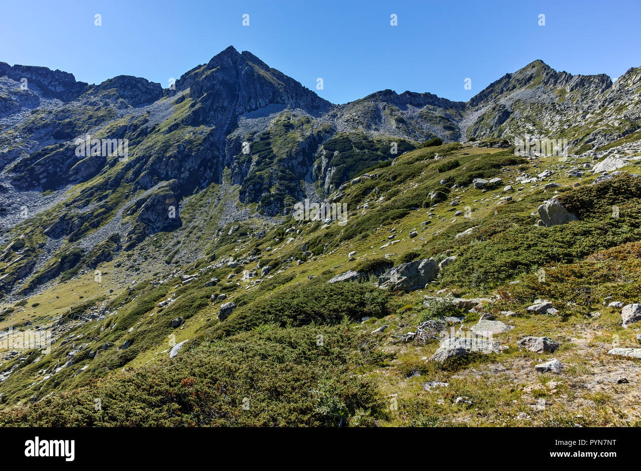 Amazing Landscape with green hills, Pirin Mountain, Bulgaria Stock ...