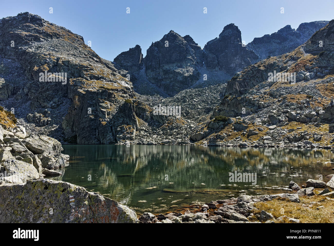 Amazing landscape of The Scary lake, Rila Mountain, Bulgaria Stock ...
