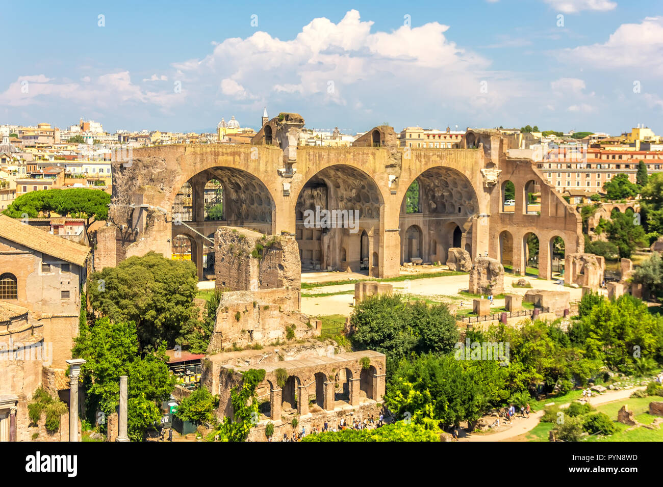 The Basilica of Maxentius and Constantine in the Roman forum Stock ...